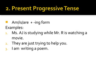 The 12 tense aspect system of the verb | PPT