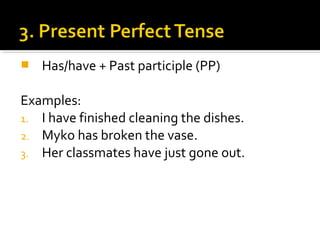 The 12 tense aspect system of the verb | PPT