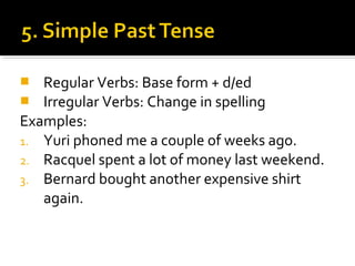 The 12 tense aspect system of the verb | PPT