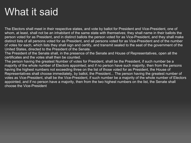 The 12th amendment | PPT | Elections | Politics