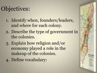 The 13 colonies | PPTX