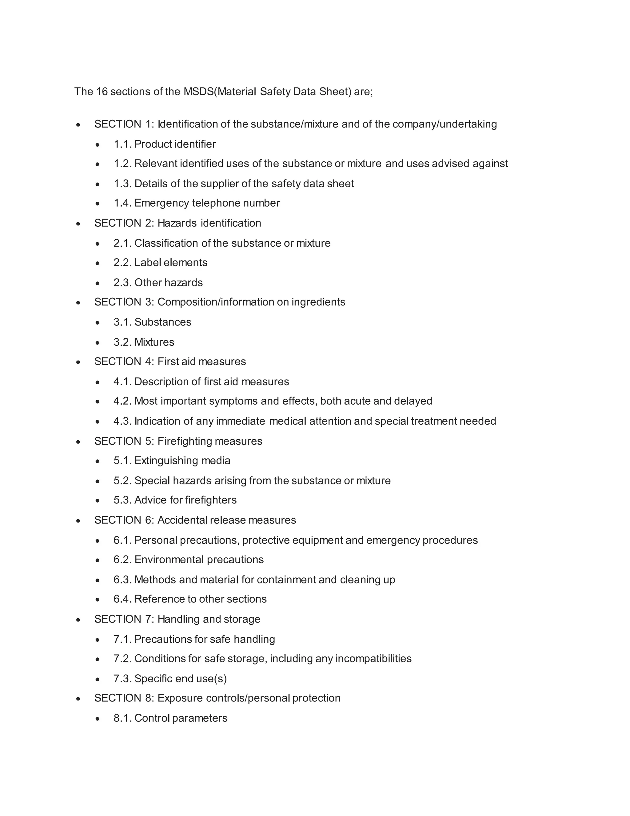 The 16 sections of the msds | DOCX