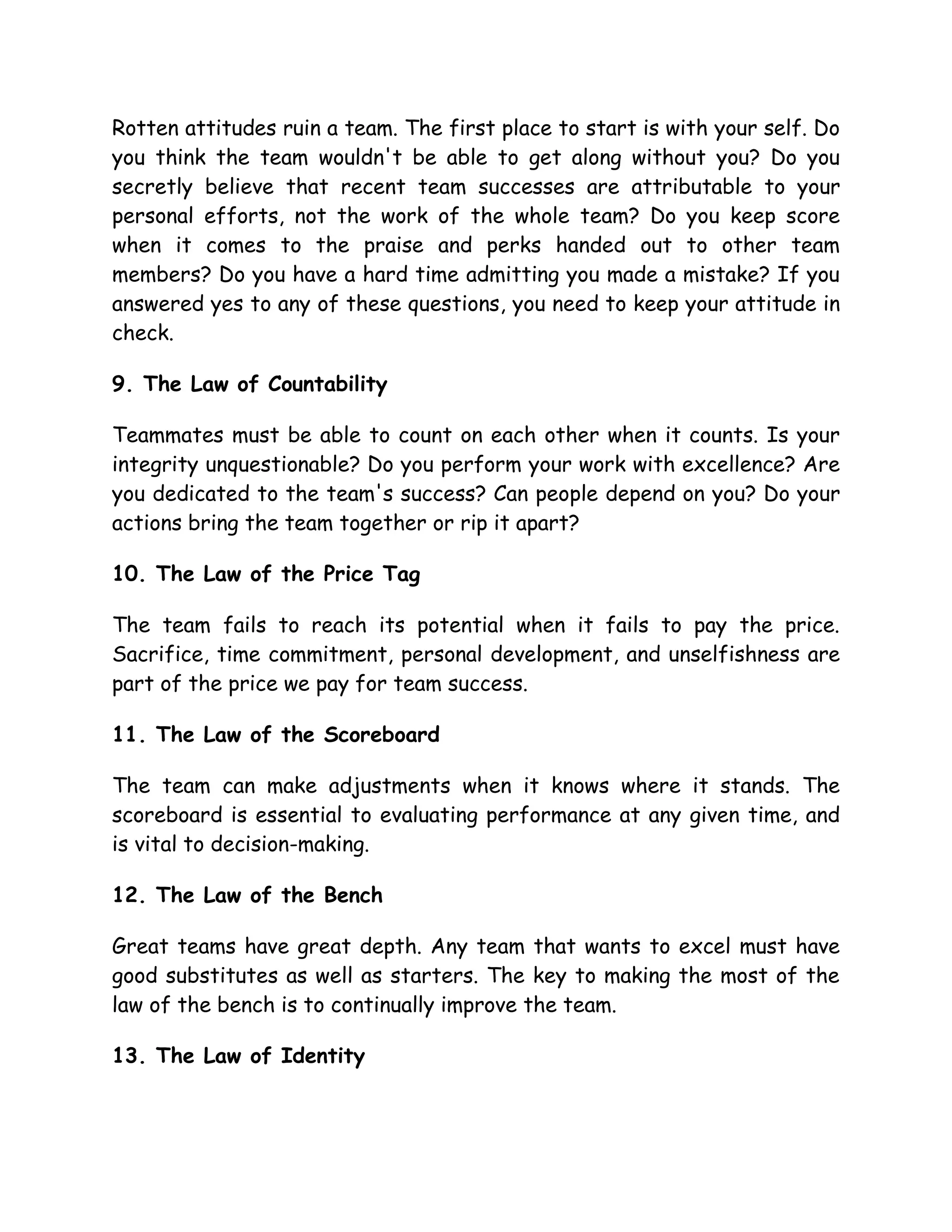 The 17 indisputable laws of teamwork | DOCX