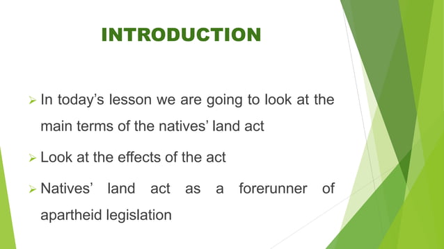 The 1913 natives'land act | PPT | Free Download