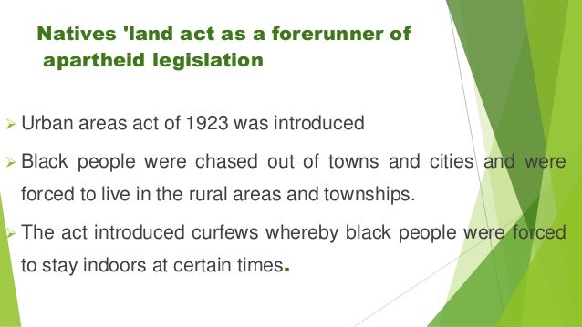 The 1913 natives'land act