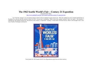 The 1962 Seattle World's Fair – Century 21 Exposition | PDF
