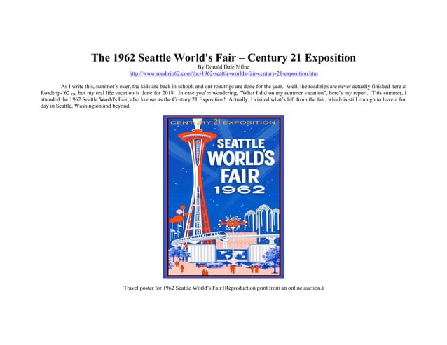 The 1962 Seattle World's Fair – Century 21 Exposition | PPT