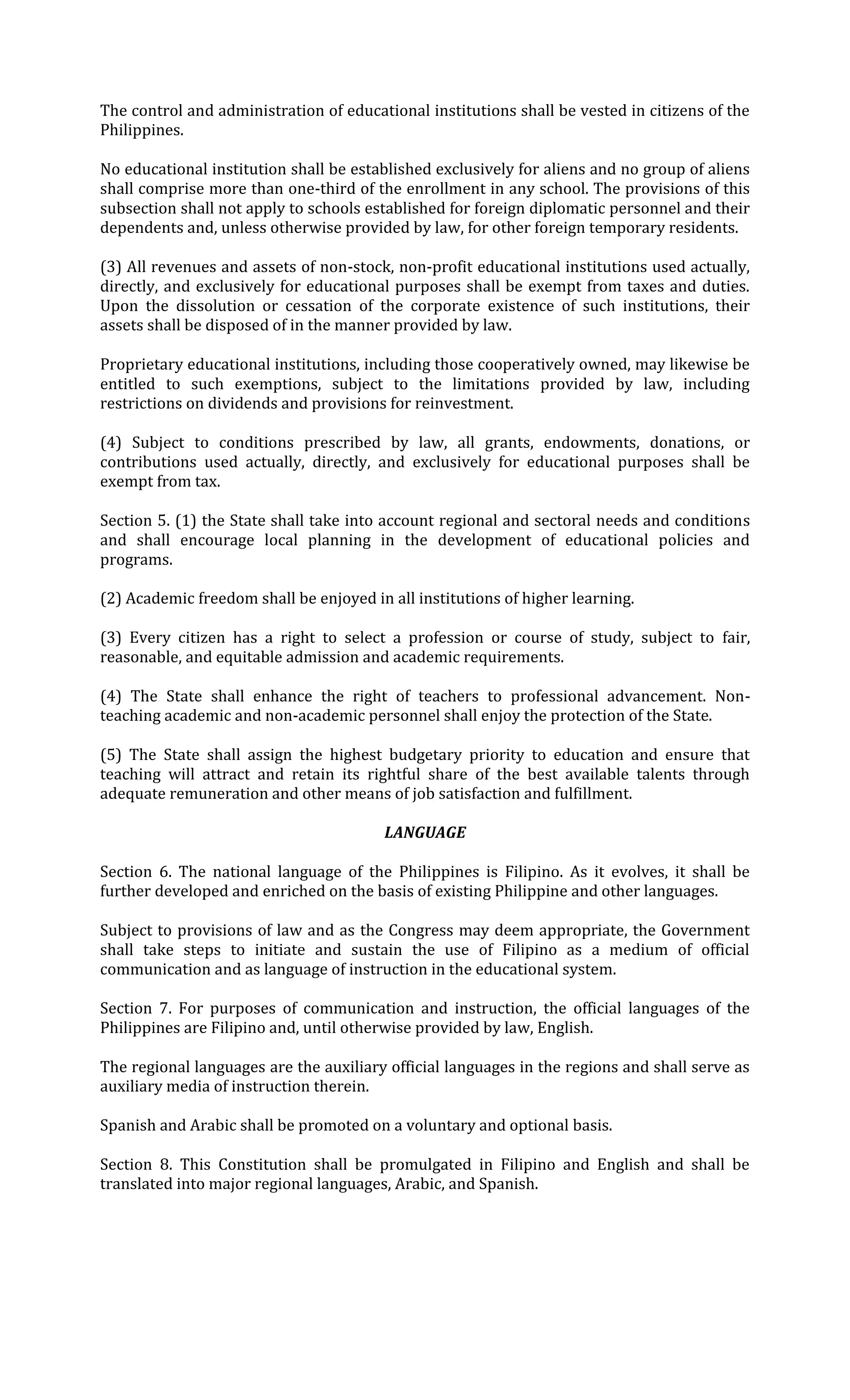 The 1987 constitution of the republic of the philippines article xiv ...