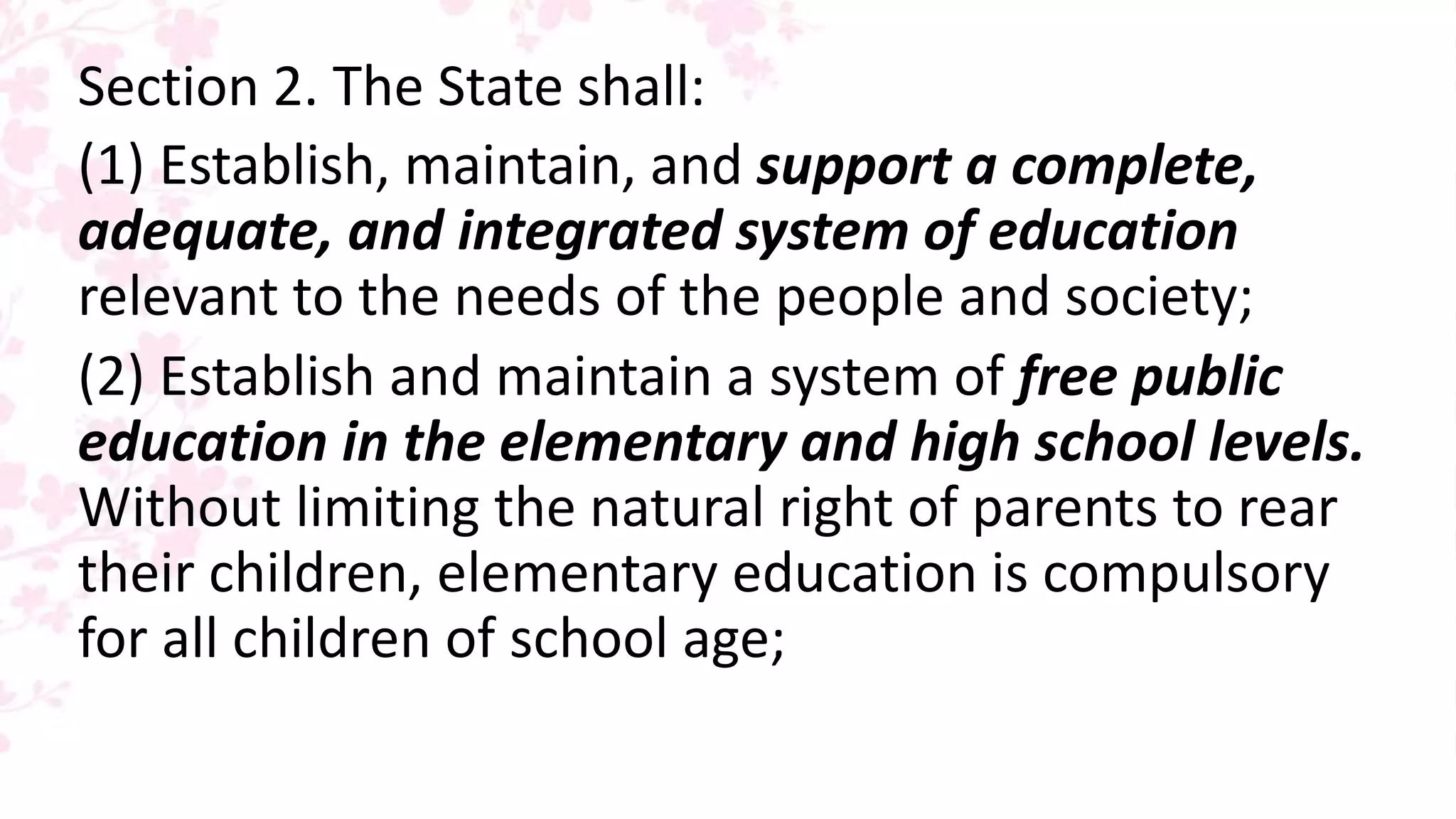 The 1987 Constitution of the Republic of the Philippines – Article xiv ...