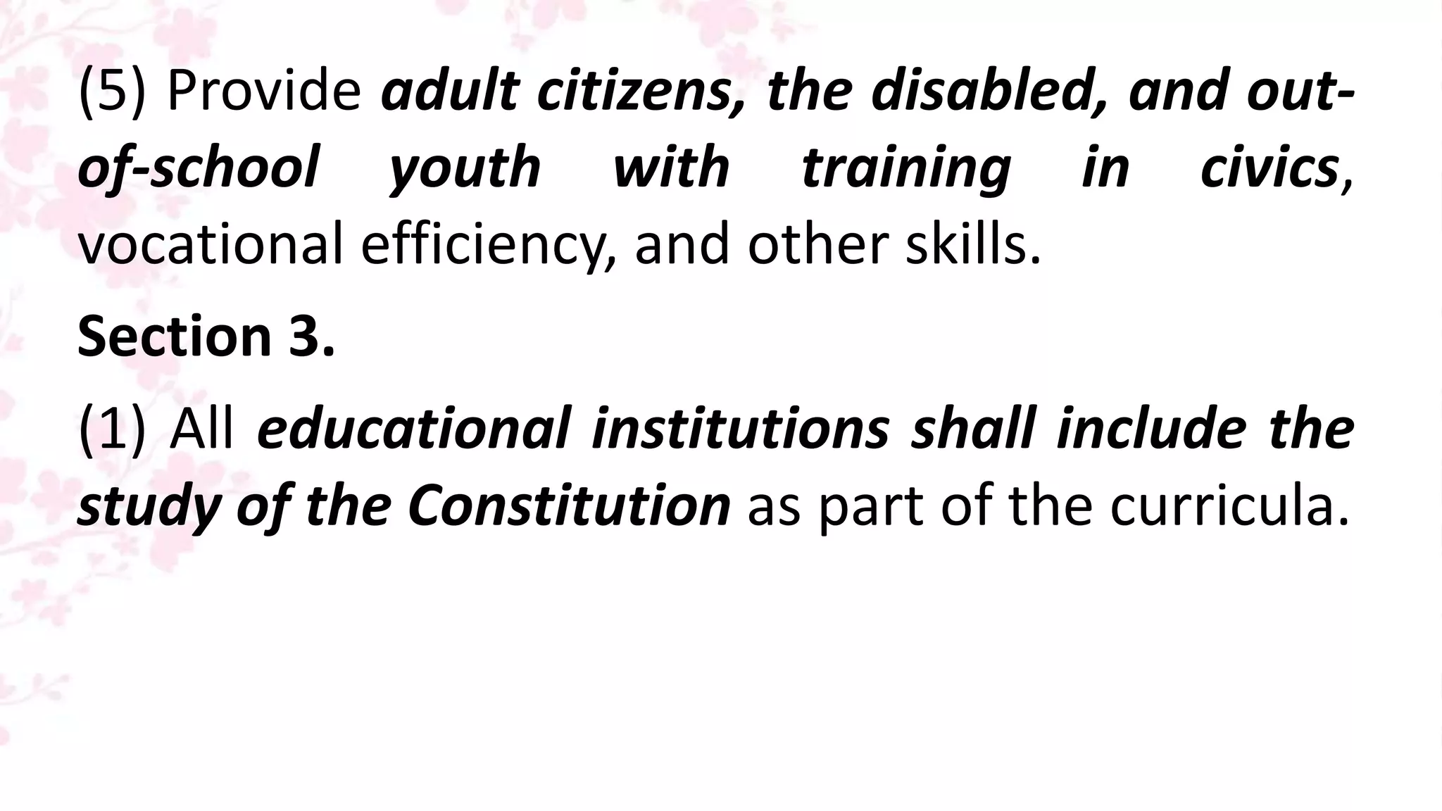 The 1987 Constitution of the Republic of the Philippines – Article xiv ...