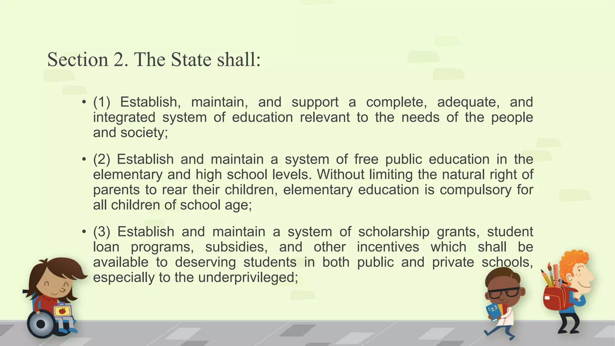 The 1987 constitution of the republic of the philippines – article xiv ...