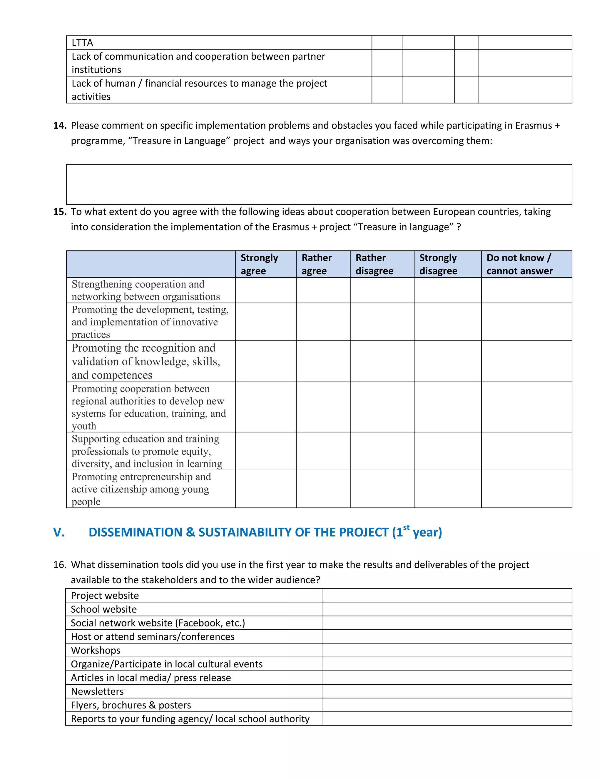 The 1st project questionnaire | PDF
