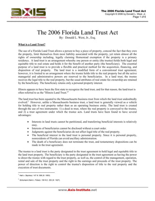 The 2006 Florida Land Trust Act | PDF