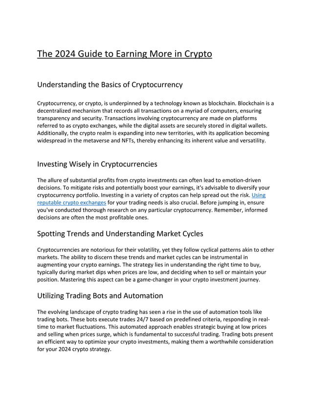 The 2024 Guide to Earning More in Crypto.pdf | Free Download