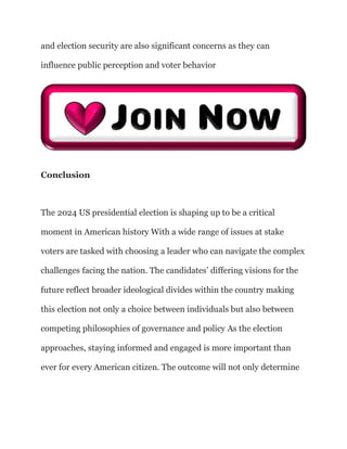 The 2024 US Presidential Election: Key Players and Major Issues | PDF