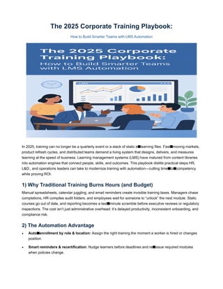 Corporate Training Playbook 2025: Smarter Teams | PDF