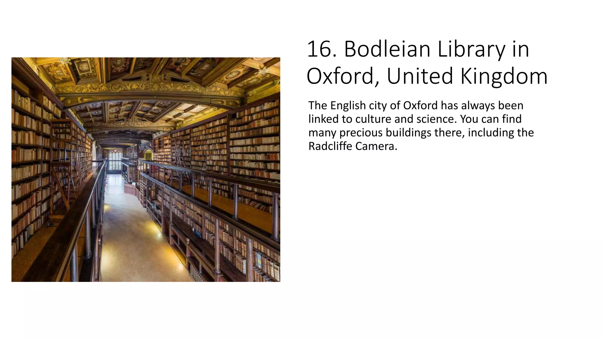 The 20 Most Beautiful Libraries in the World | PPTX