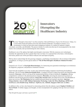 The 20 most disruptive healthcare solution providers 2018 | PDF