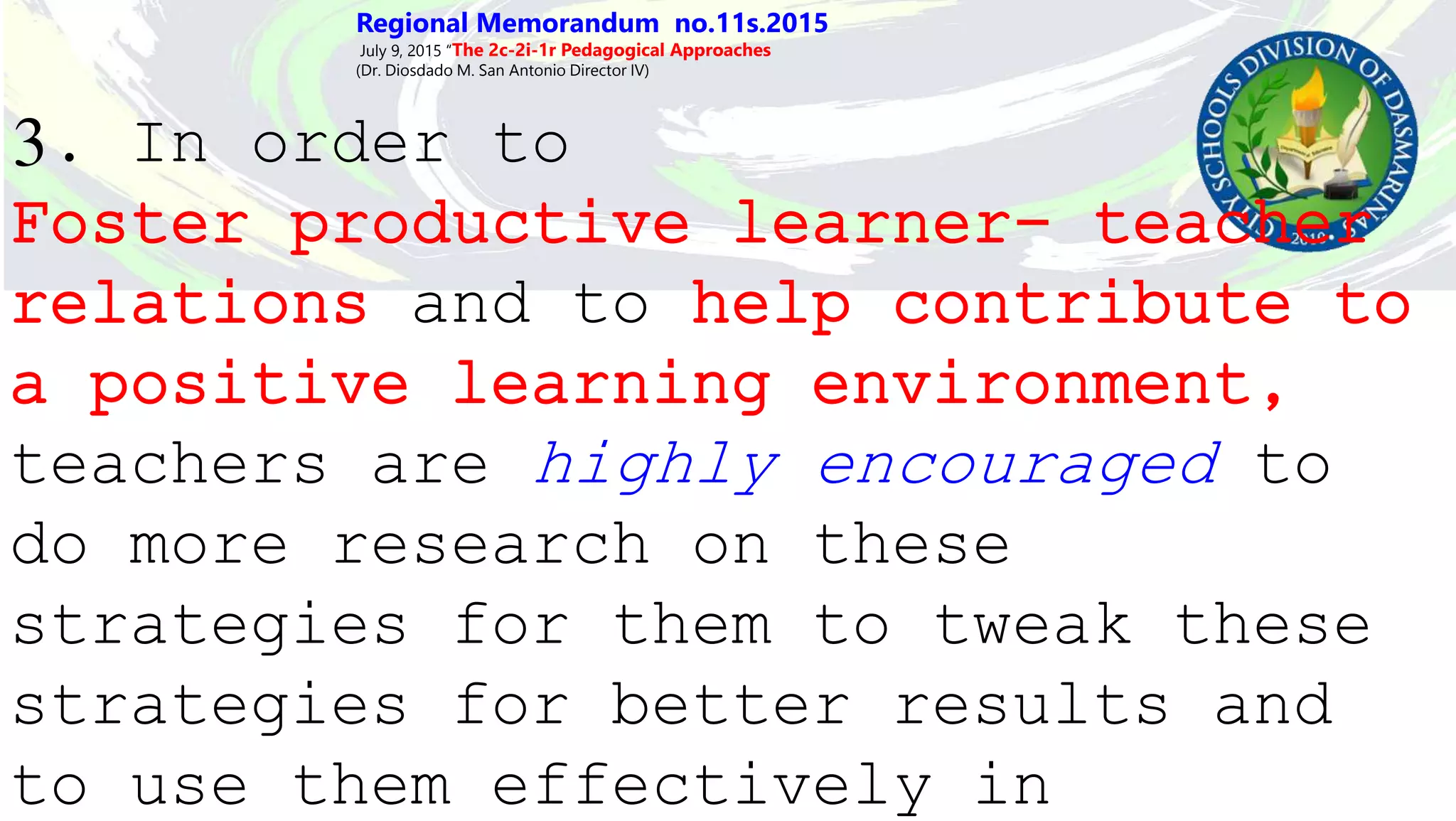 The 2 c 2i-1r pedagogical approaches | PPTX