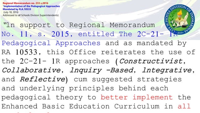 The 2 c 2i-1r pedagogical approaches | PPTX