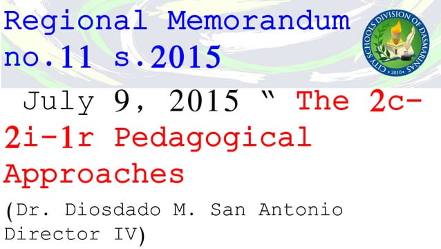 The 2 c 2i-1r pedagogical approaches | PPTX