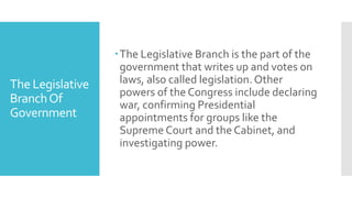The 3 branches of government | PPTX