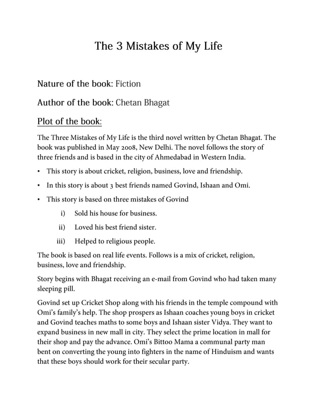 The 3 mistakes of my life | PDF | Books and Literature