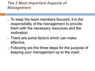 The 3 Most Important Aspects of Management | PPTX