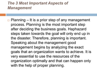 The 3 Most Important Aspects of Management | PPTX