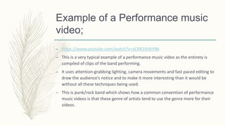 The 3 music video genres presentation | PPTX
