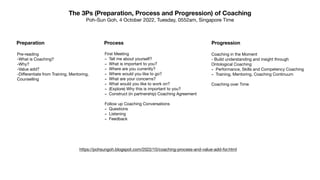 The 3Ps (Preparation, Process and Progression) of Coaching | PDF
