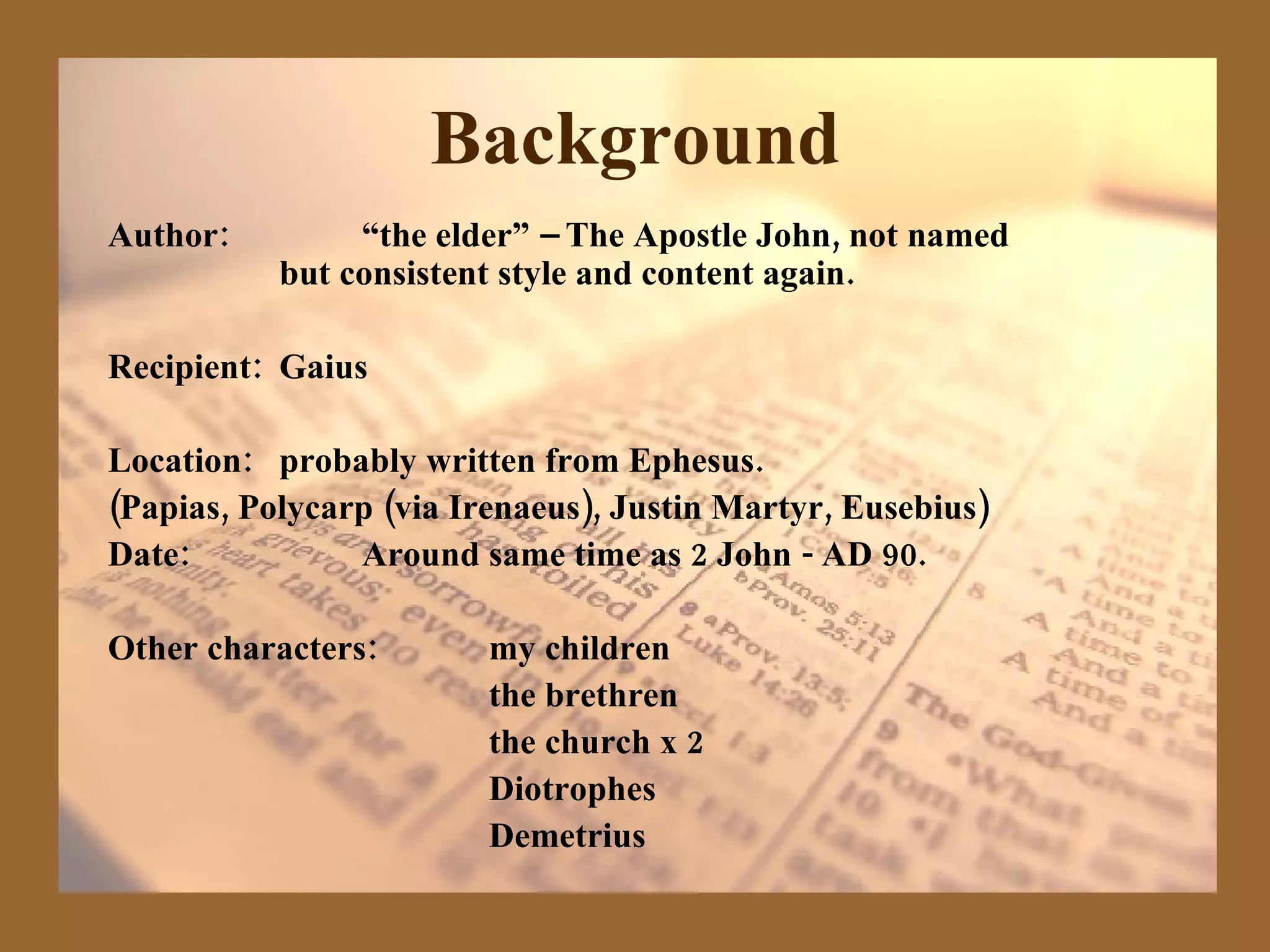 The 3rd Epistle Of John | PPT