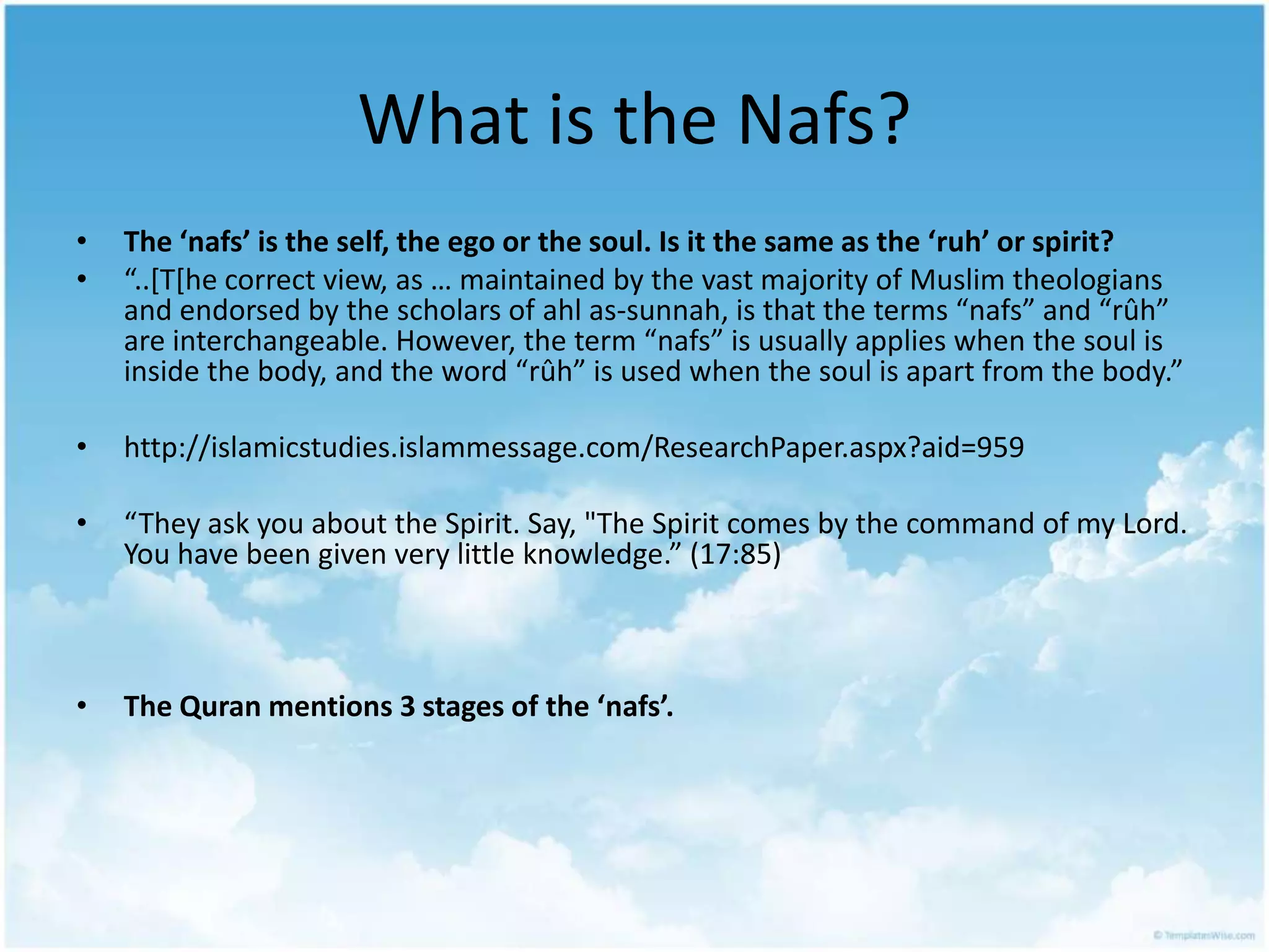 The 3 stages of nafs in islam | PPTX