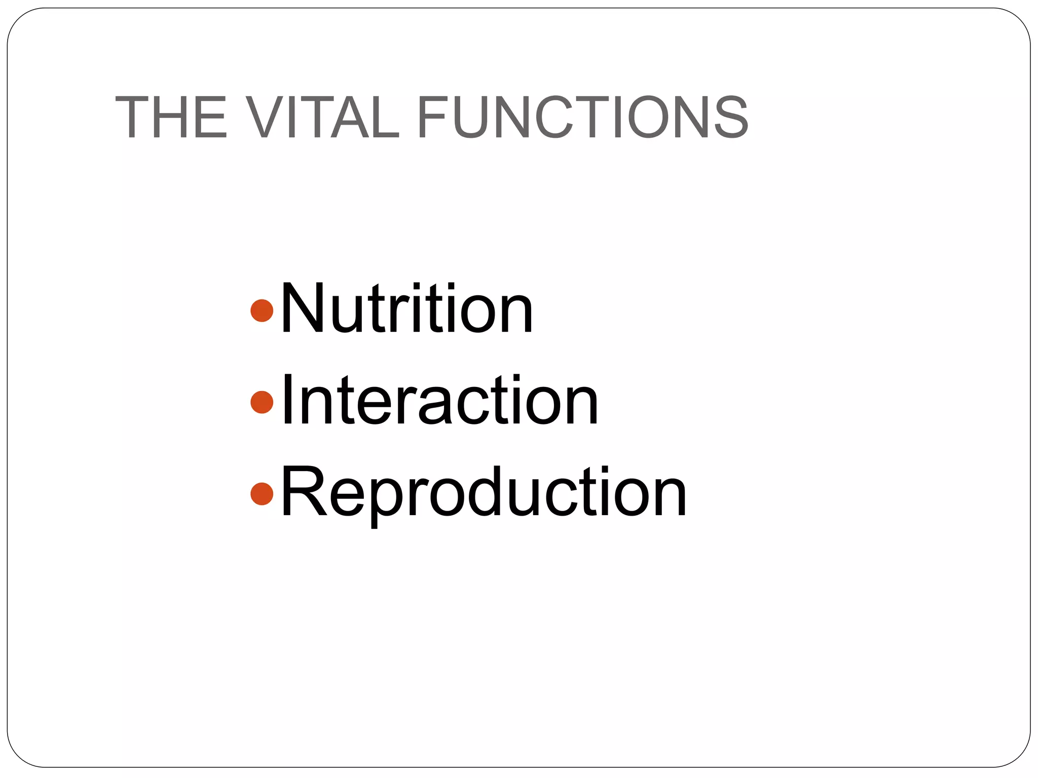 The 3 vital functions and the cells 6th primary | PPT