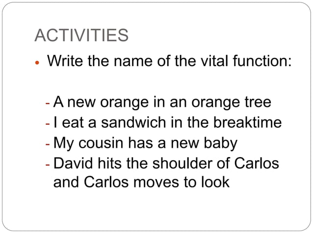 The 3 vital functions and the cells 6th primary | PPT