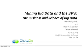 THE 3V's OF BIG DATA: VARIETY, VELOCITY, AND VOLUME from Structure:Data ...
