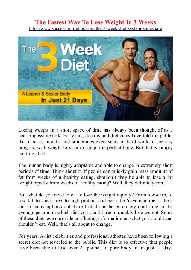The Fastest Way To Lose Weight In 3 Weeks