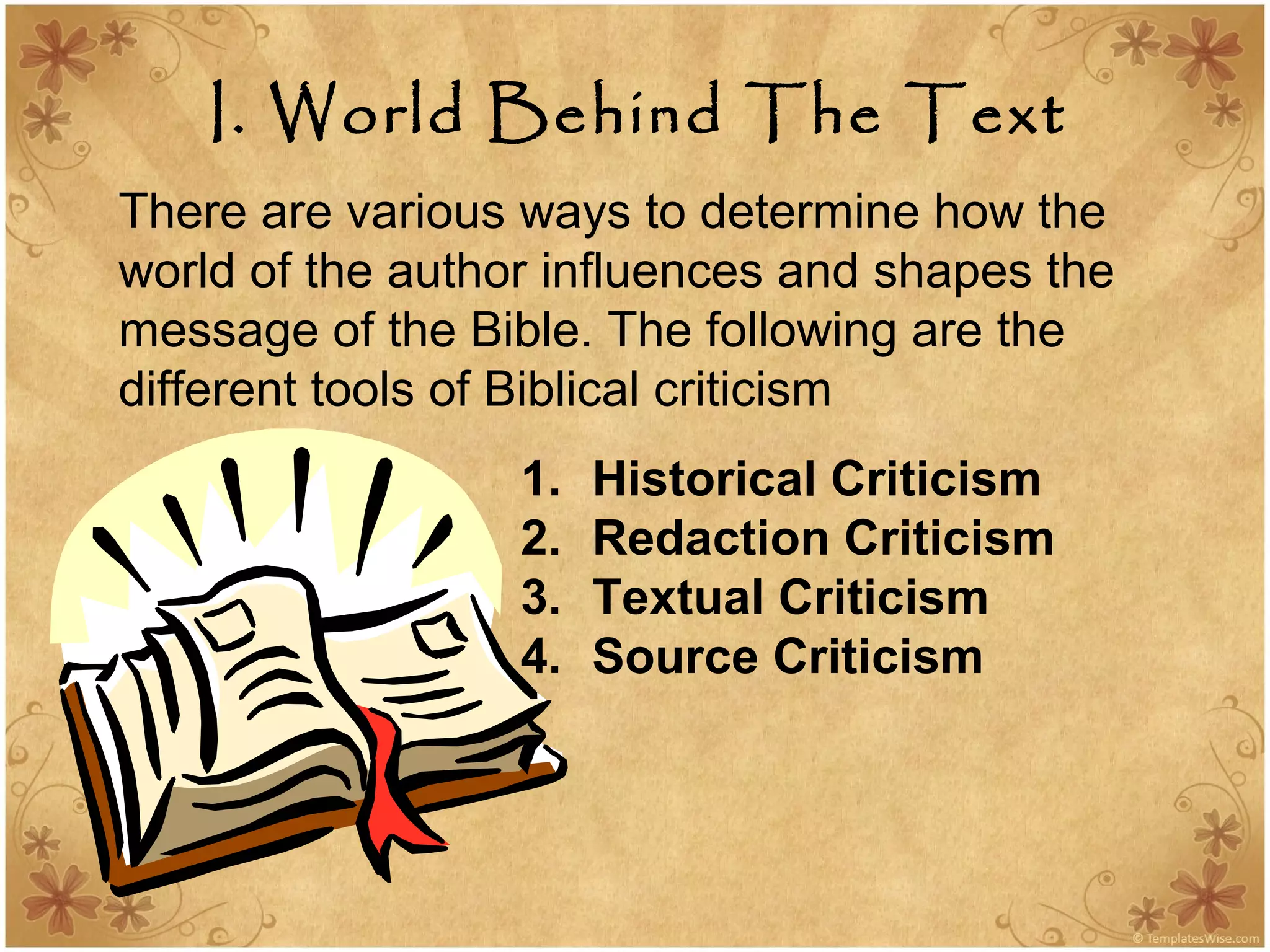 The Scripture - The World Behind the Text | PPT