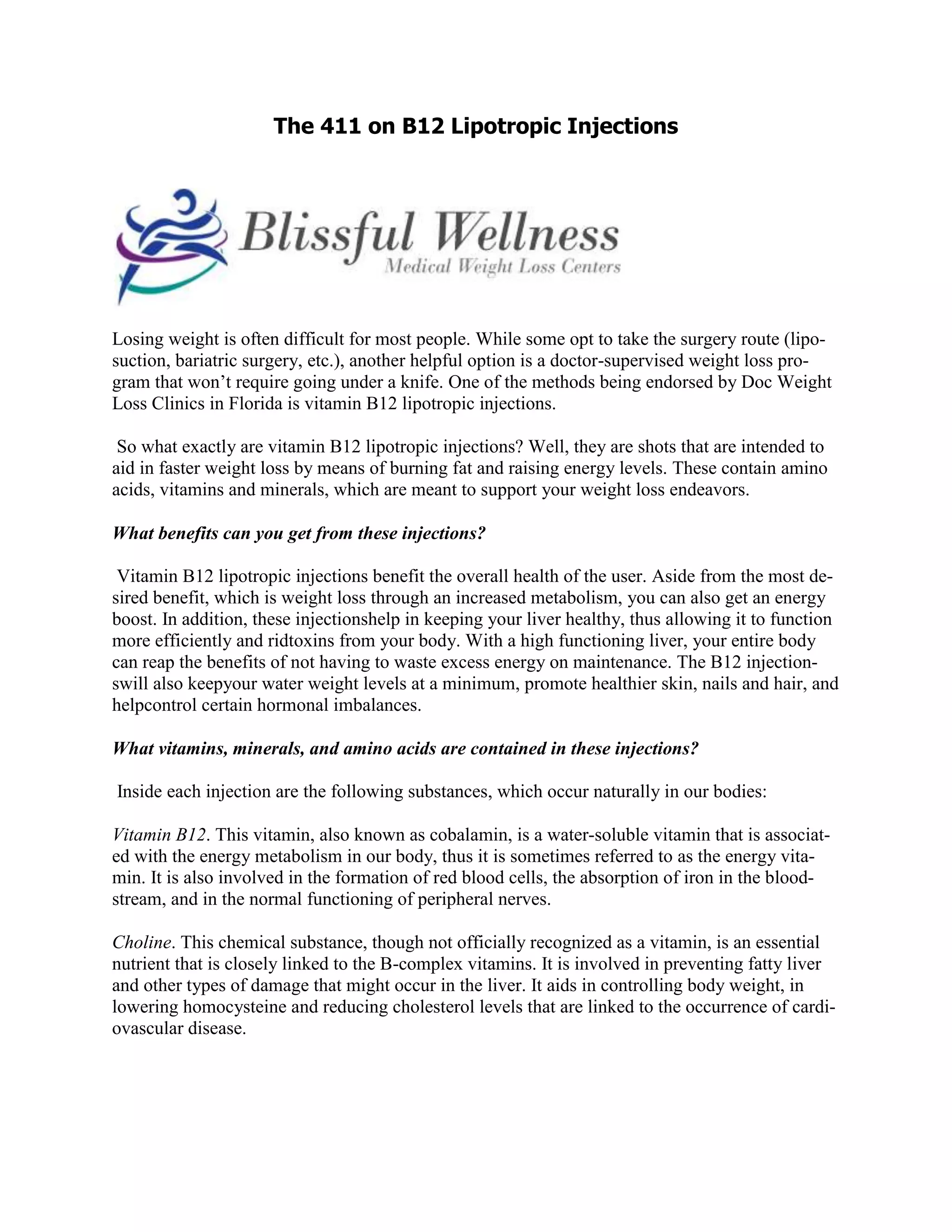 The 411 on b12 lipotropic injections | DOCX
