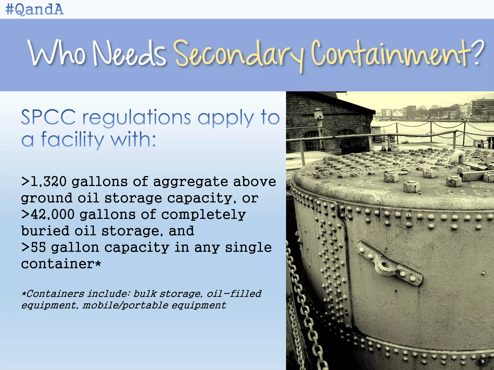 The 411 on secondary spill containment and spcc regulations | PDF