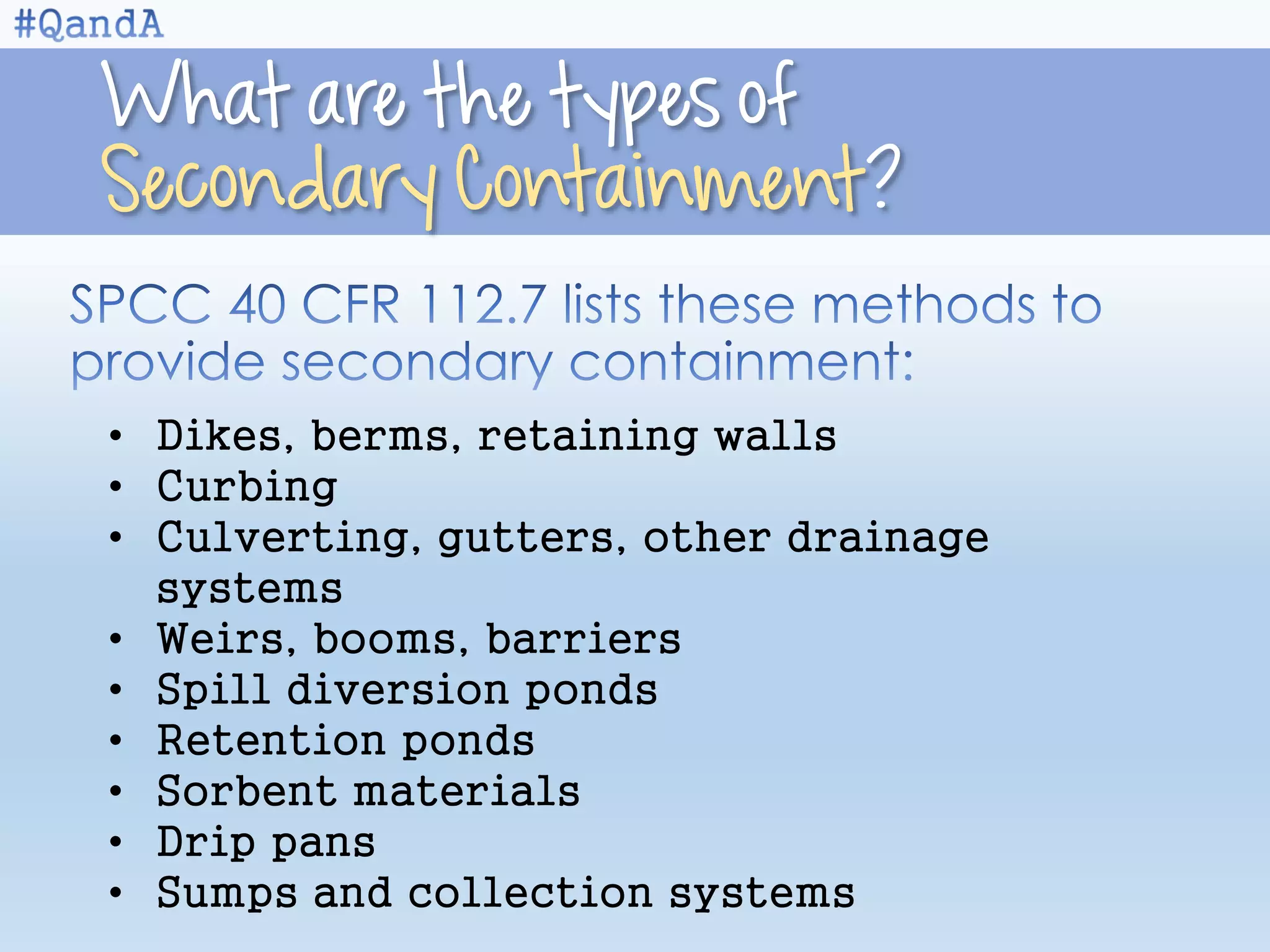 The 411 on secondary spill containment and spcc regulations | PDF