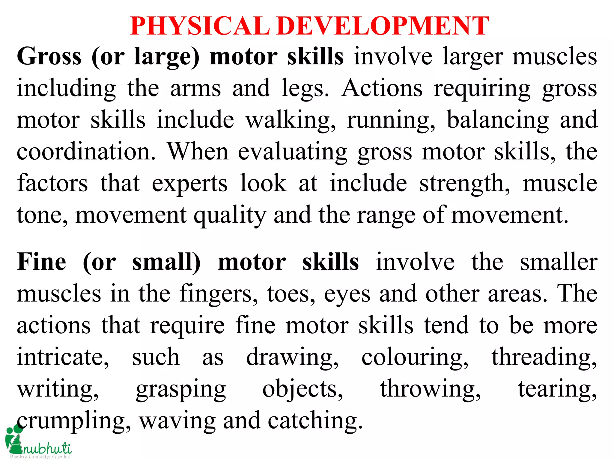 The 4 areas of development in children (age group3 to 6 years) | PPSX