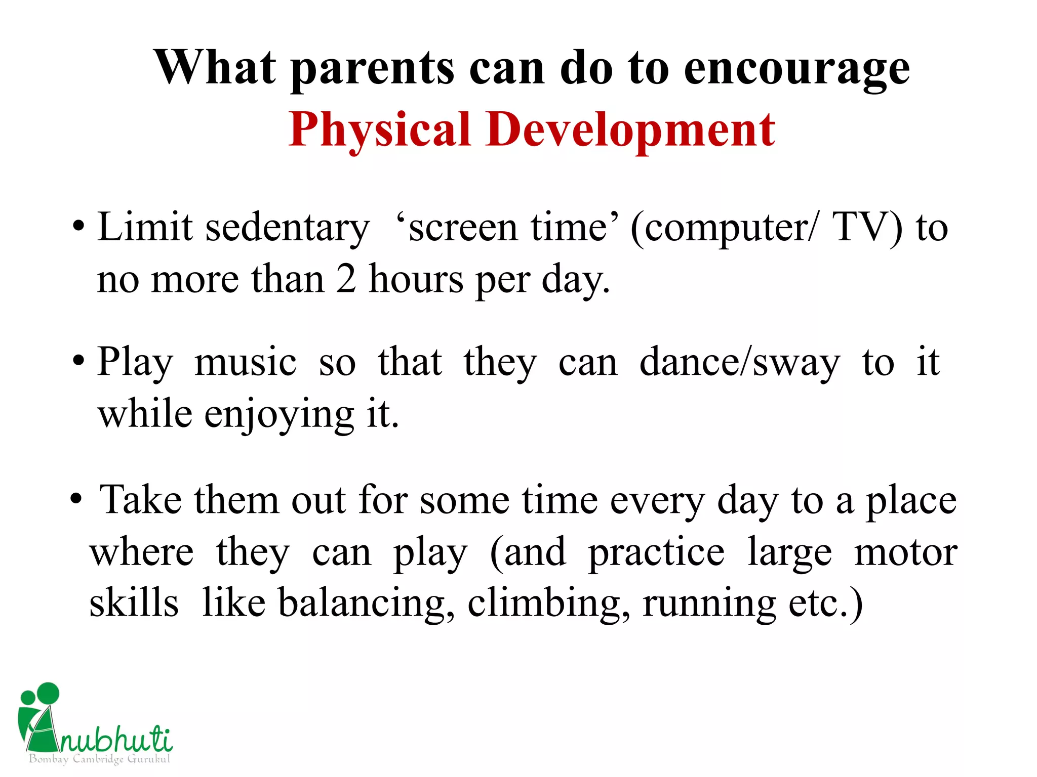 The 4 areas of development in children (age group3 to 6 years) | PPSX