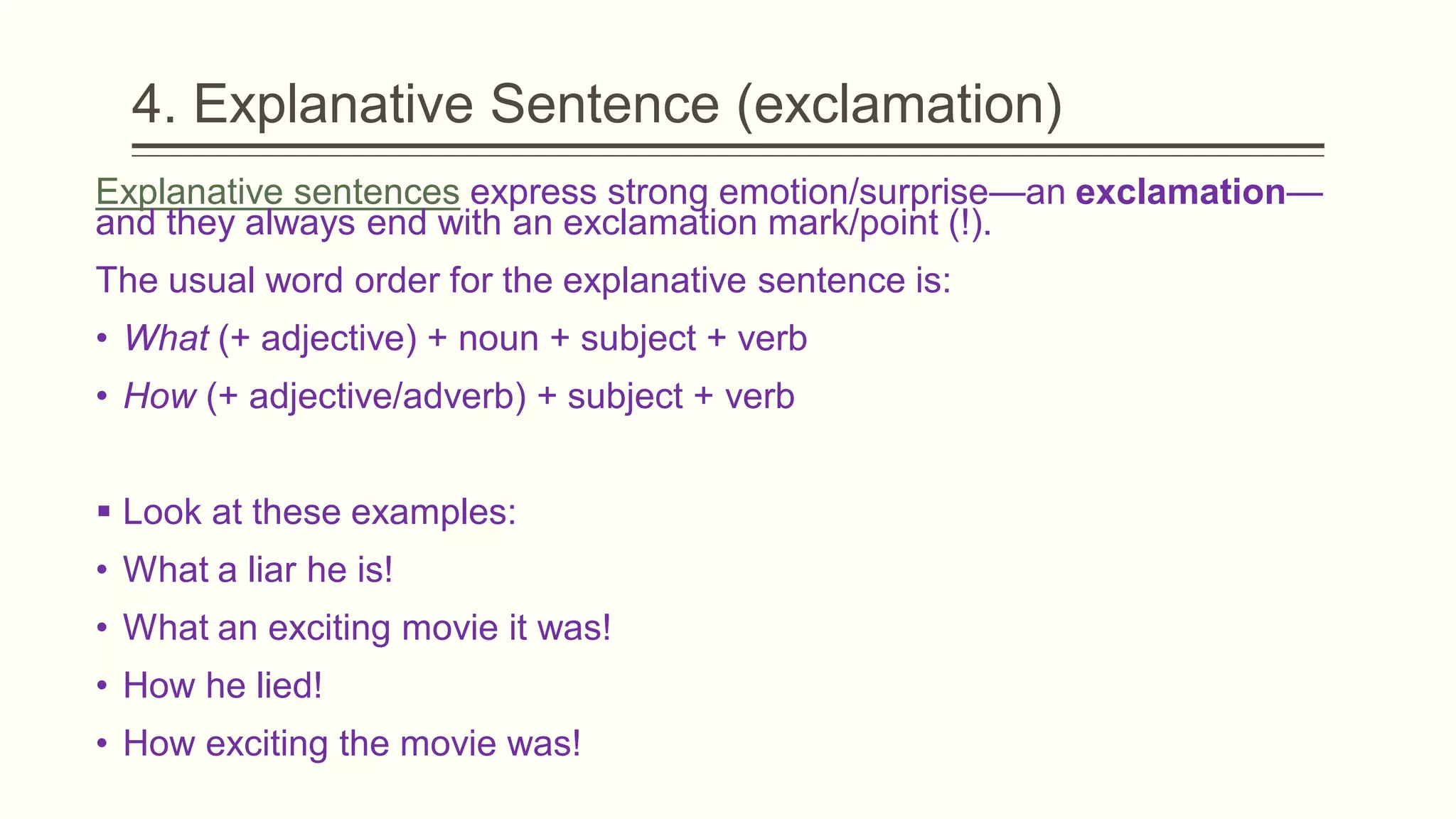 The 4 english sentence types | PDF