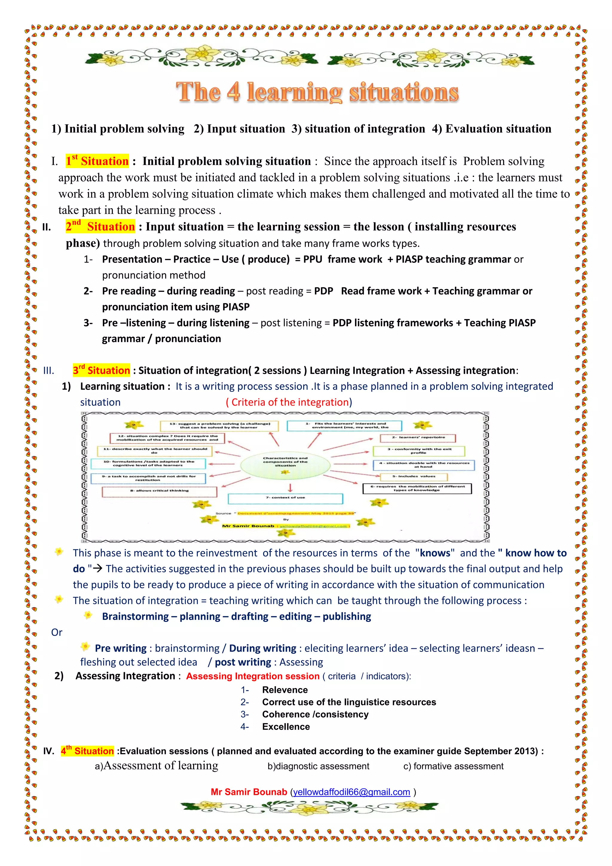 The 4 leanring situaitons | PDF