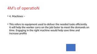 The 4M’s of operation.pptx man, money, machine | PPT