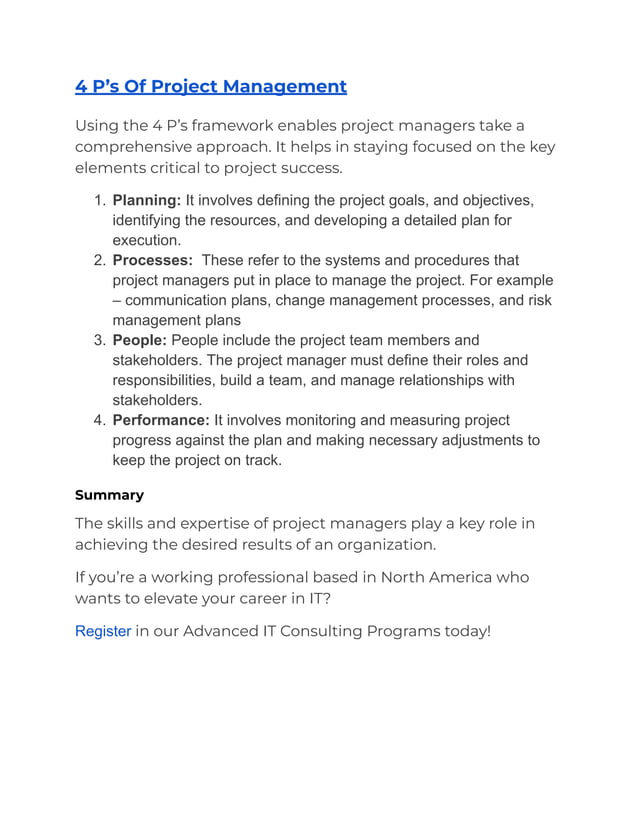 The 4 P’s Of Project Management.pdf | Business | Business and Finance