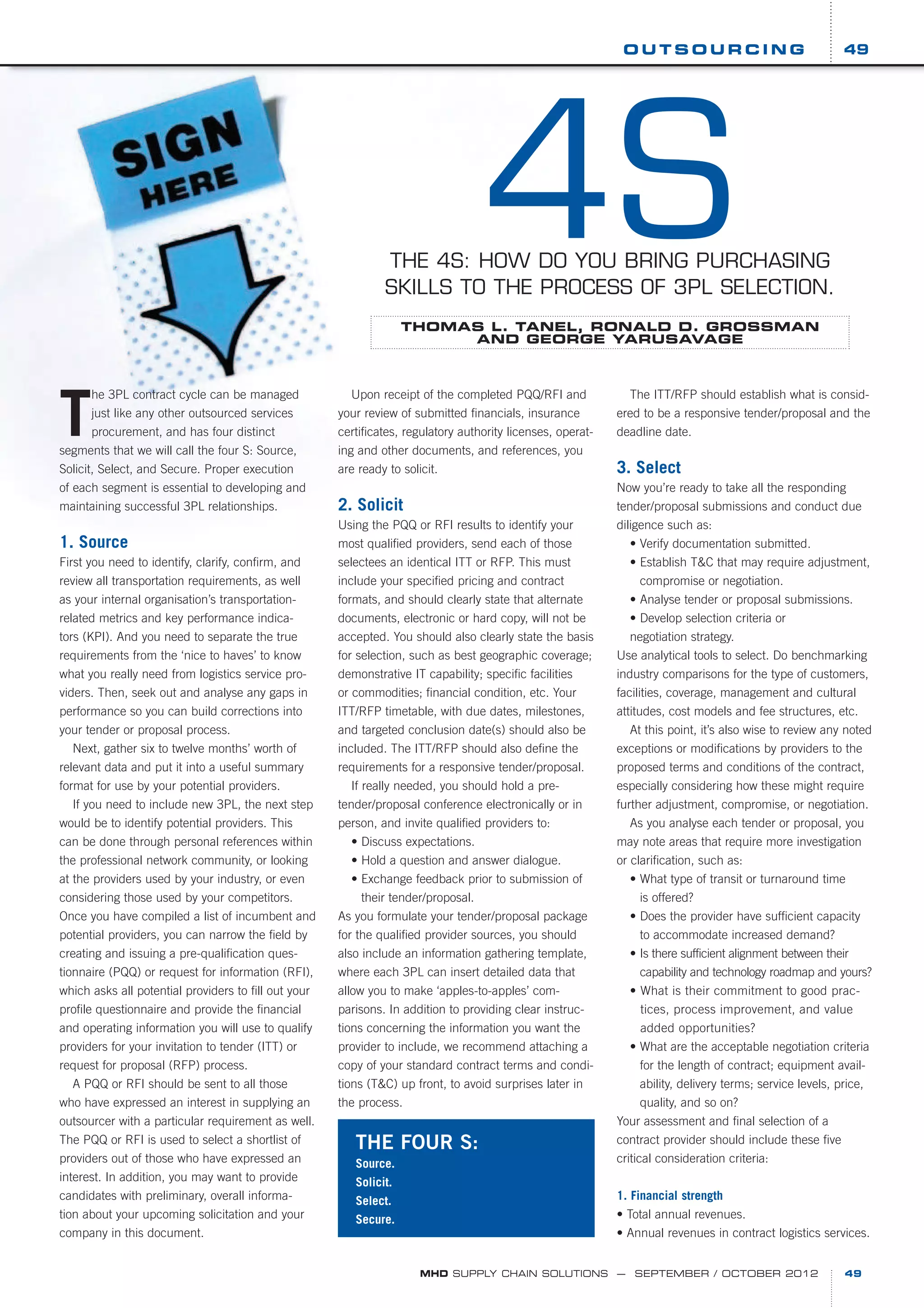 The 4 s how do you bring purchasing skills to the process of 3pl ...