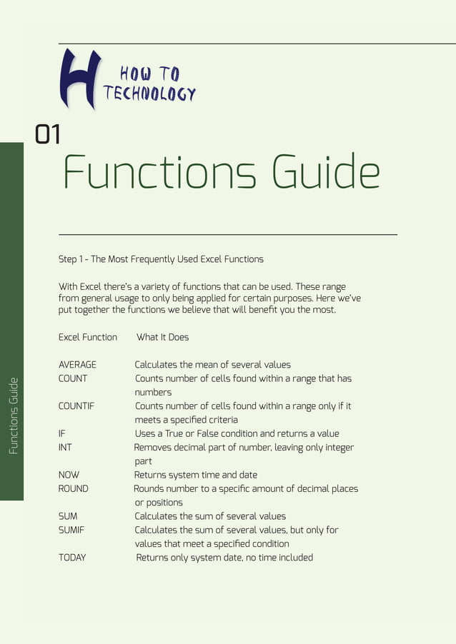 The 4 Step Excel 2013 Functions Guide | PDF