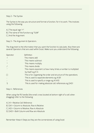The 4 Step Excel 2013 Functions Guide | PDF